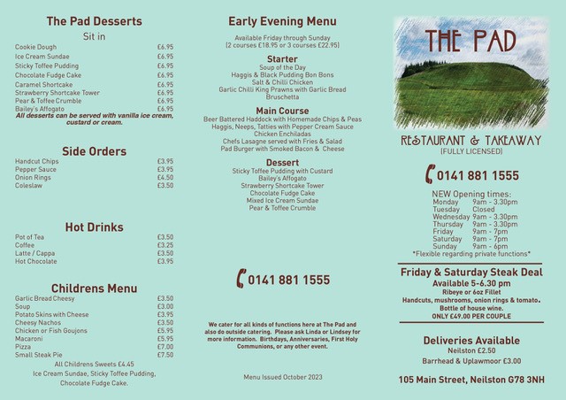 Fully Licensed Local Restaurant & Takeaway - The Pad Neilston